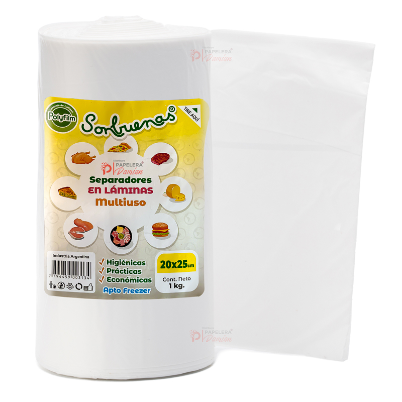 Separadores Folex 20x25 para freezer, rollo 1 kg